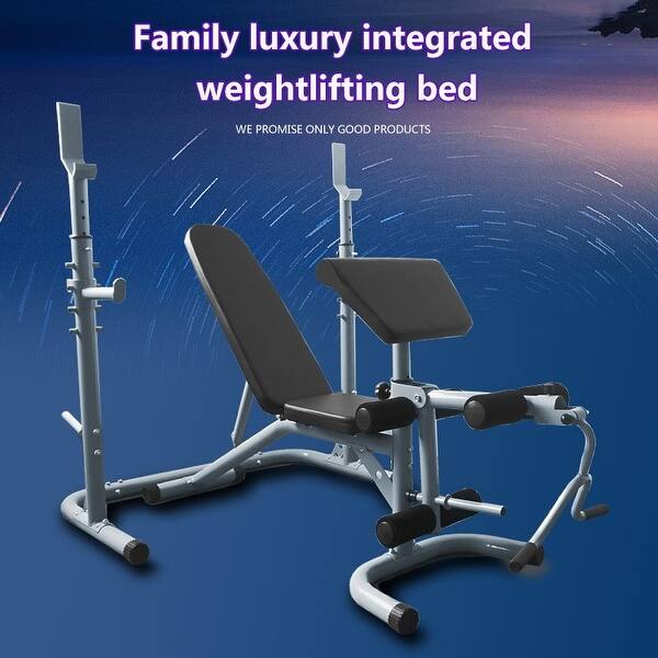 Adjustable Weight Lift Bench Rack Set Fitness Barbell Dumbbell Workout ...
