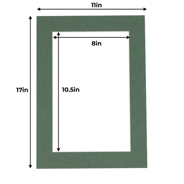 8.5x11 Mat for 11x17 Frame - Precut Mat Board Acid-Free Hunter Green 8 ...