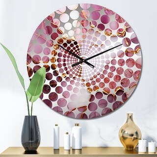 Designart "Pink and gold Marble river I" Gold Abstract Clocks Modern ...