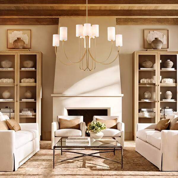 10-Light Modern Glam Linear Sputnik Cluster Branch Cylinder Fabric ...