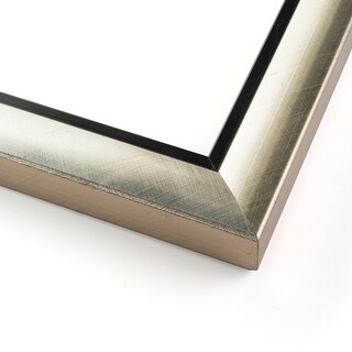 16x36 - 16 x 36 Stainless Steel Silver with Black Lip Solid Wood Frame ...