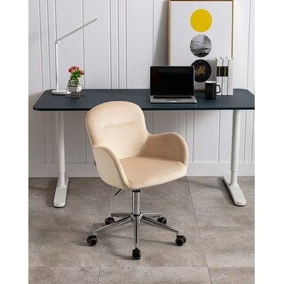Beige Velvet Swivel Shell Chair for Living Room - Bed Bath & Beyond ...