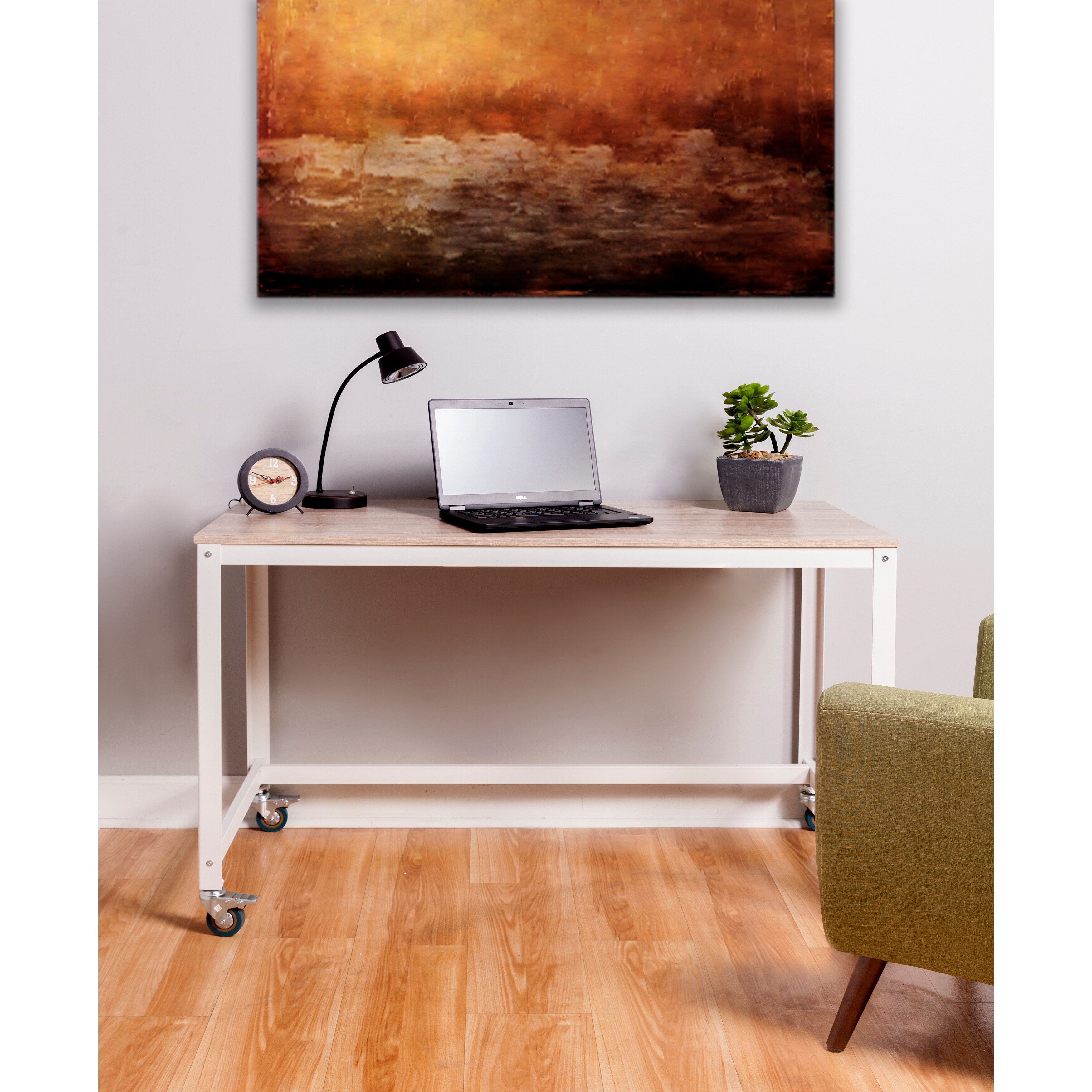OneSpace Black Steel and Wood Loft Writing Desk