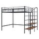 Full Size Metal Frame Loft Bed with Upper Grid Storage Shelf and ...