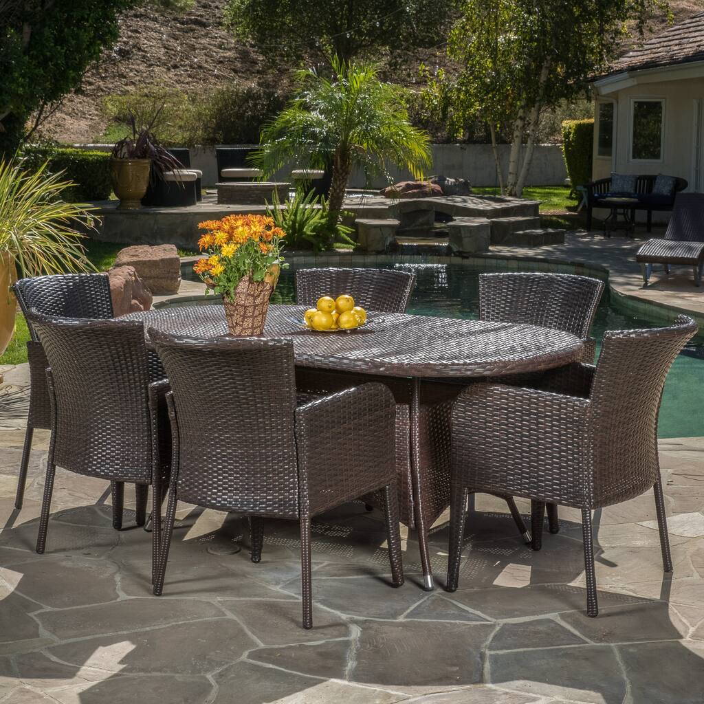 Corsica Outdoor 7-piece Wicker Dining Set by Christopher Knight Home ...