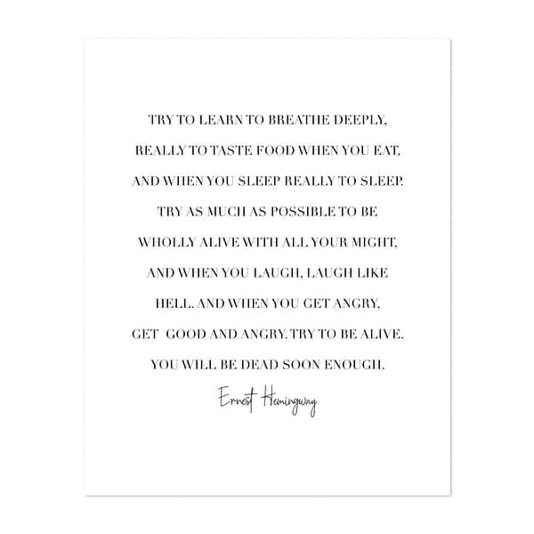 Typography Black White Ernest Hemingway Art Print/Poster - Bed Bath ...