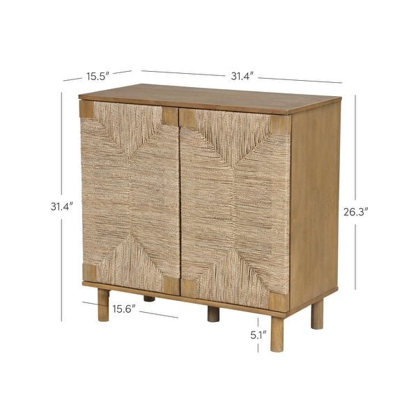 Nathan James Beacon Wood Accent Cabinet with Seagrass Doors and ...