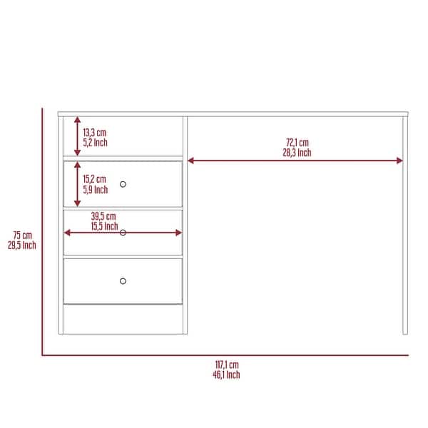 3-Drawer Writing Desk with Open Compartment Workstation Desks and Ample ...