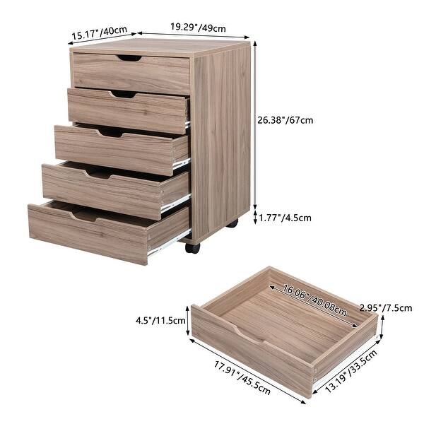 Five Drawers MDF with PVC Wooden Grey File Cabinet - Bed Bath & Beyond ...