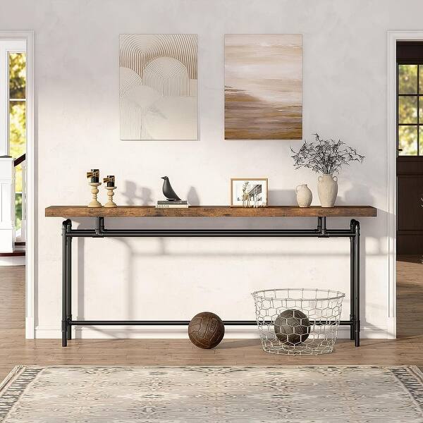 70.9 Inches Long Entryway Table for Living Room, Wood Sofa Table - 11. ...