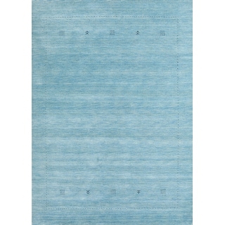 Ahgly Company Machine Washable Contemporary Sky Blue Area Rugs - Bed ...