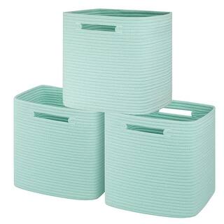 Storage Cubes 11 Inch Baskets Cotton Rope Woven Baskets, 3 Pack - Bed ...