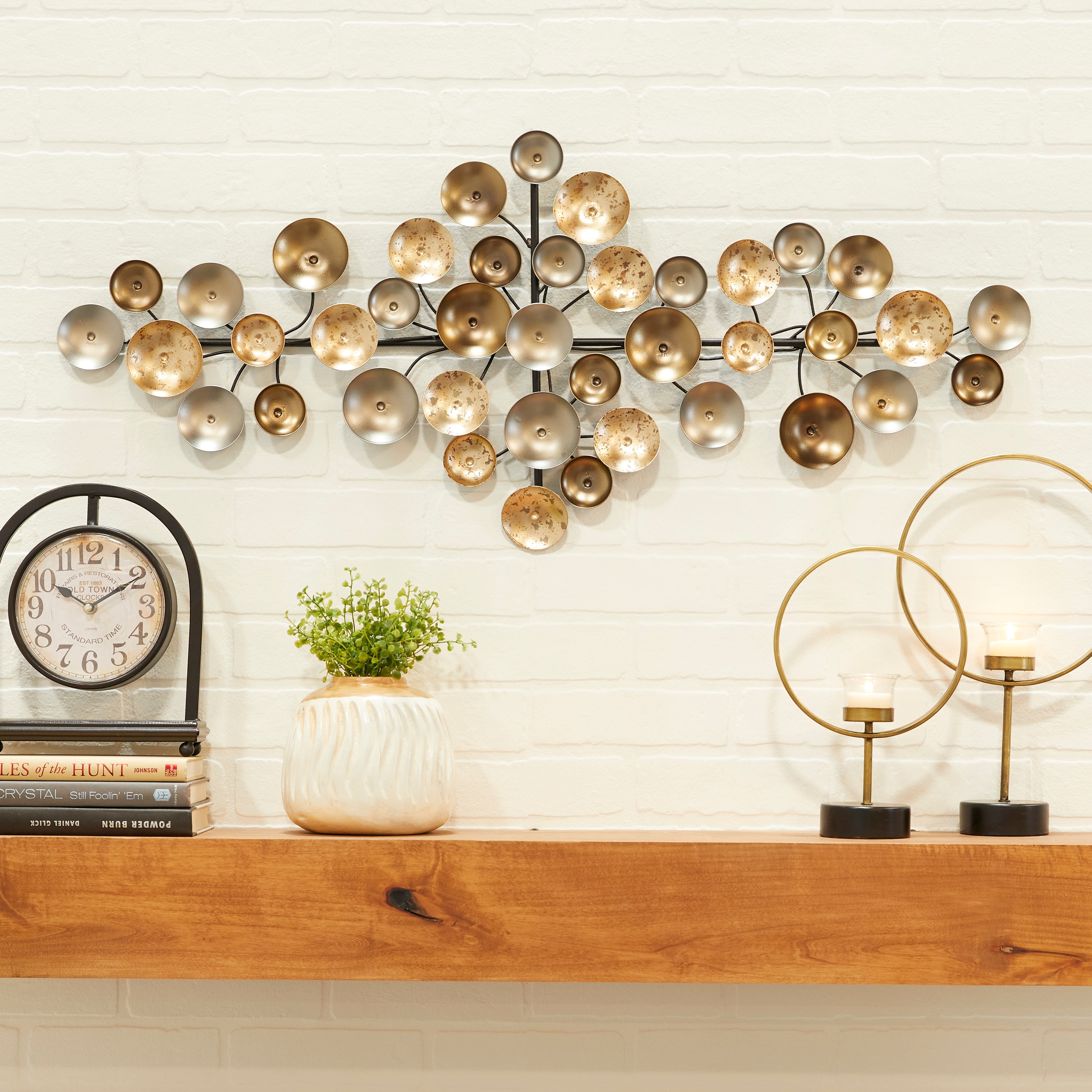 CosmoLiving by Cosmopolitan Gold Metal Half Moon Sunburst Wall Decor ...