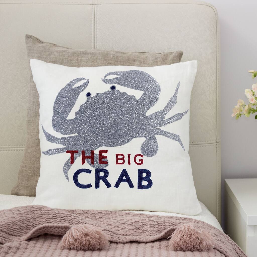 Stubblefield Coastal White and Grey Crab Accent Pillows (Set of 2) by ...