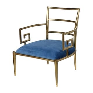 33.5" Gold and Blue Contemporary Style Accent Chair - Bed Bath & Beyond ...