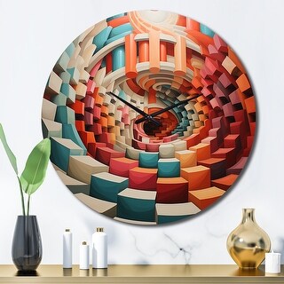 Designart "Colorful Op Art Surrealism IV" Abstract Oversized Wall Clock ...
