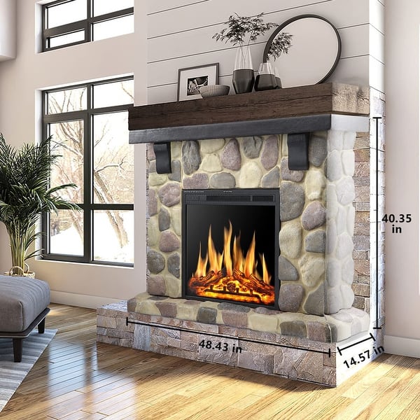 rustic stone fireplace surround