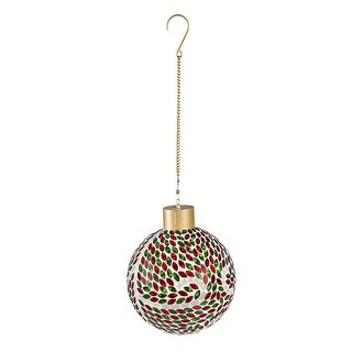 3 Piece Gazing Ball Set, Red and Green with Silver Swirls - Multicolor ...