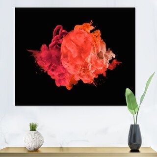Designart "Red Ink Cloud On Black" Modern Canvas Wall Art Print - Bed ...
