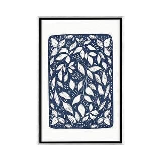 iCanvas "Blue Lino Floral" by Leah Straatsma Framed - Bed Bath & Beyond ...