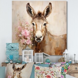 Designart "Vintage Brown Donkey Portrait I" Donkey Brown Wall Decor ...