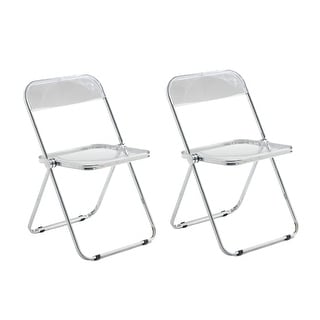 HOMEFUN Acrylic Stackable Crystal Folding Transparent Chairs(set of 2 ...