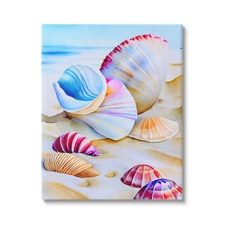 Stupell Vibrant Seashells on Beach Canvas Wall Art Design by LSR Design ...