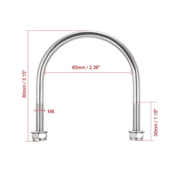 U-Bolts M6 60mm Inner Width 304 Stainless Steel with Nuts 10Pcs ...