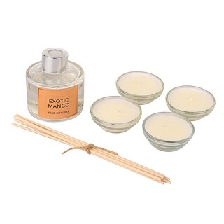 Exotic Mango Fragrance Set Reed Diffuser 80ML with 4 Glass Candles - 9 ...