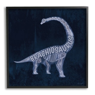 Stupell Blue Brachiosaurus Skeleton Framed Giclee Art Design by Lauren ...