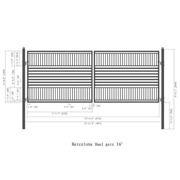 ALEKO Modern Garden Steel Dual Swing Driveway Gate Barcelona Style 16 x ...
