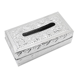 Novica Handmade Sparkling Design Aluminum Tissue Box Cover - Brown ...