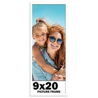 9x20 Frame White Solid Wood Picture Frame Includes UV Acrylic Shatter ...