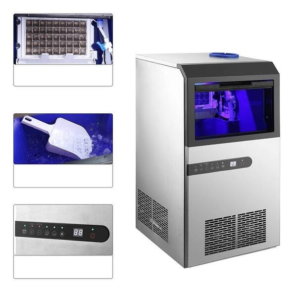 Zenova LED Digital Screen Free-Standing Ice Maker Machine 66 Pounds ...