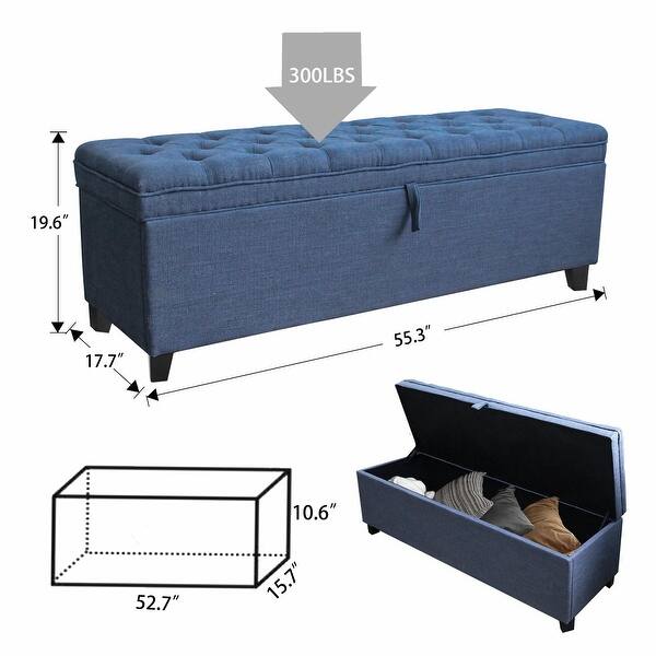 55.3-Inch Extra Long Storage Ottoman Entryway Bench with Flip-Top Chest ...