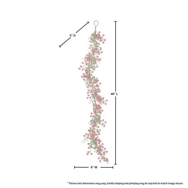 48" Gliter Berry Ball Smilax Garland - Red Green - 48-Inch - Bed Bath ...