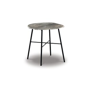 24 Inch Side End Table, Unique Gray Cast Aluminum Surface, Sturdy Iron ...