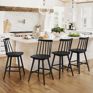 Modern 24″ Windsor Swivel Wooden Counter Height Bar Stool with ...