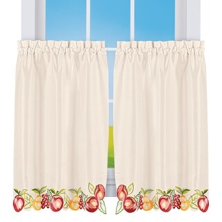 Embroidered Fruits Rod Pocket Top Window Curtains - Bed Bath & Beyond ...