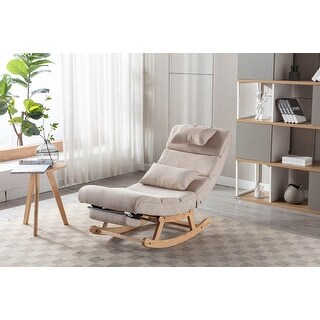 Modern Upholstered Rocking Chair Living Room Chair, Solid Wood Lounge ...