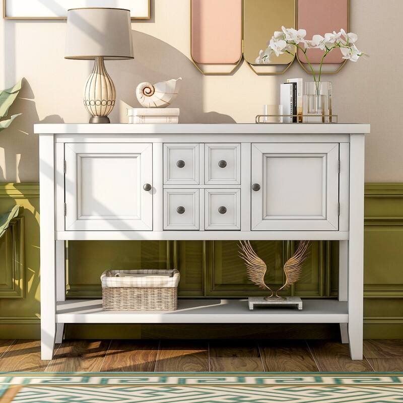 46" Console Sofa Table Sideboard with Storage Drawers Cabinets & Shelf ...