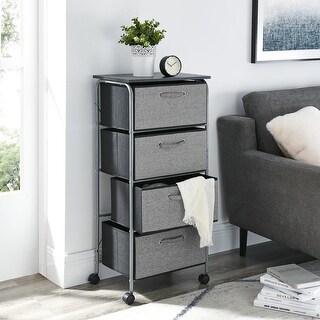 MDF Top Dresser Storage Tower Shelves with 4 Drawers - Bed Bath ...