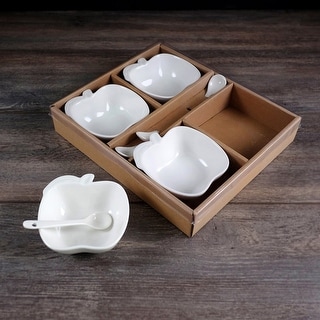 Apple Shaped Porcelain Snack Bowl with Spoon, Set of 4 - Bed Bath ...