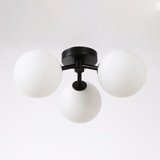 Modern Semi Flush Mount Ceiling Light - 3 Spheres Globe Design - Bed ...