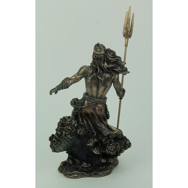 Greek God Poseidon Standing Over Crashing Waves Statue - 10 X 6 X 3.75 ...