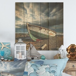 DESIGN ART "Coastal Boat Scenery Minimalism" Coastal Boat Wood Wall ...