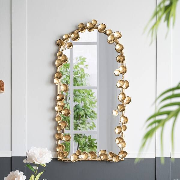 Full Length Arched Wall Mirror with Golden Leaf Accents - Bed Bath ...