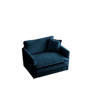 Blue Chenille Fabric Armchair Deep Seat Single Sofa Reading Chair - Bed ...