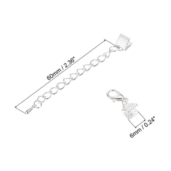 20Sets Ribbon Crimp Clamp Ends w Lobster Claw Clasps & Extension Chain ...