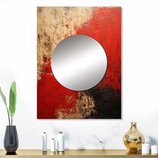 Designart "Red Ruby Rays" Abstract Shapes Mirror Red - Modern Large ...